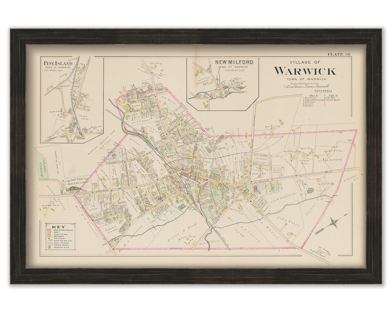 Village of WARWICK, New York 1903 Map - Replica or Genuine Original - Etsy