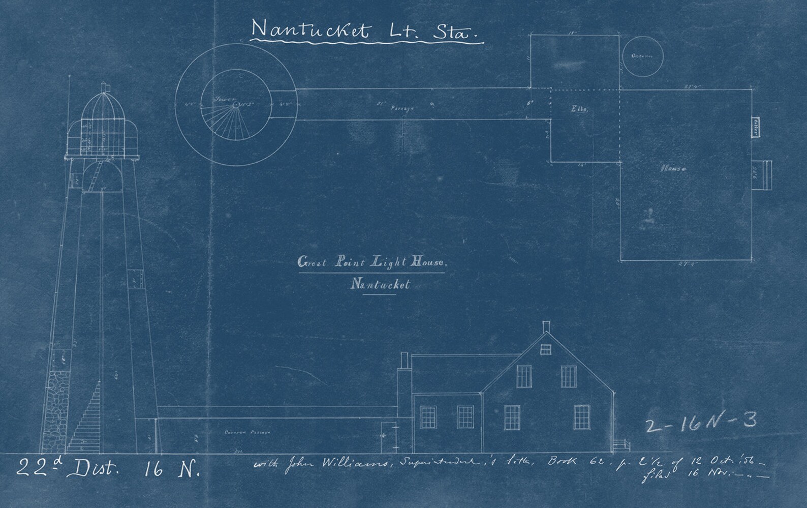 GREAT POINT LIGHTHOUSE, Nantucket, Massachusetts - Blueprint Drawing ...