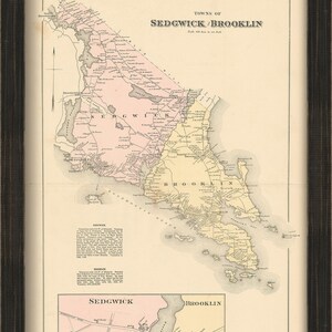 SEDGWICK and BROOKLIN, Maine 1881 Map, Replica or Genuine Original - Etsy