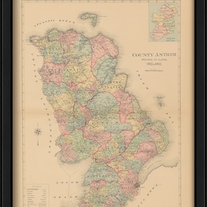 COUNTY ANTRIM, Ireland 1901 Map - Replica or GENUINE Original - Etsy