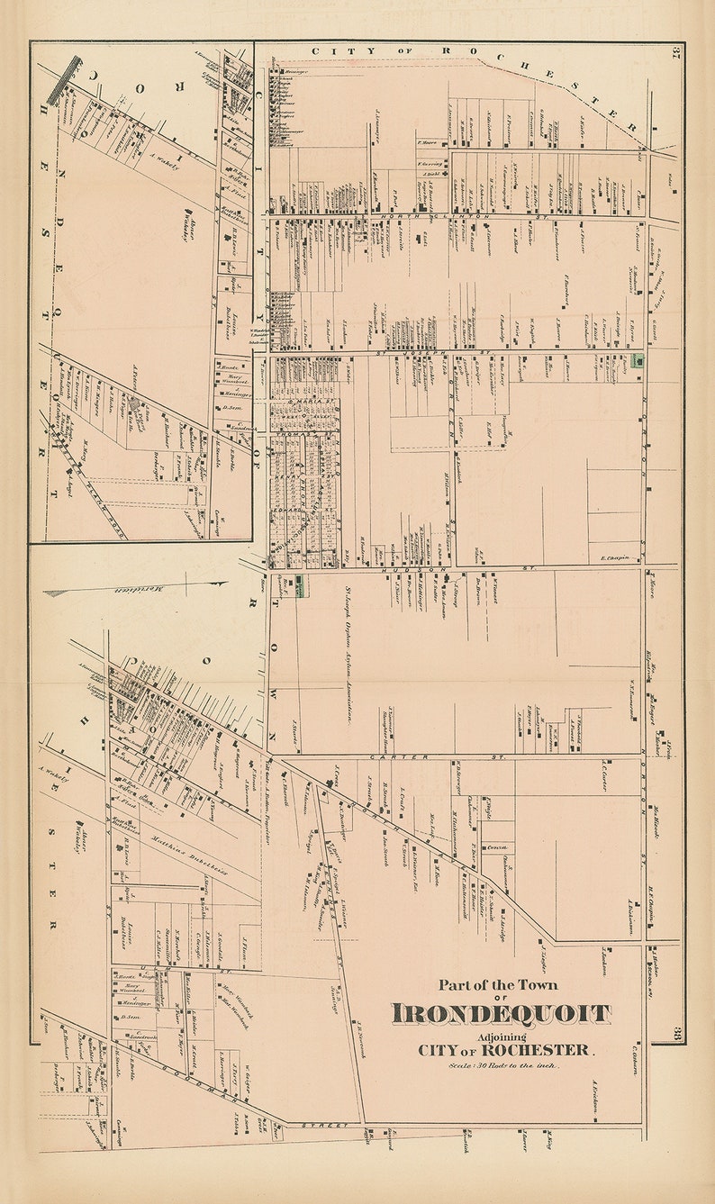 Town of IRONDEQUOIT New York 1872 Map | Etsy