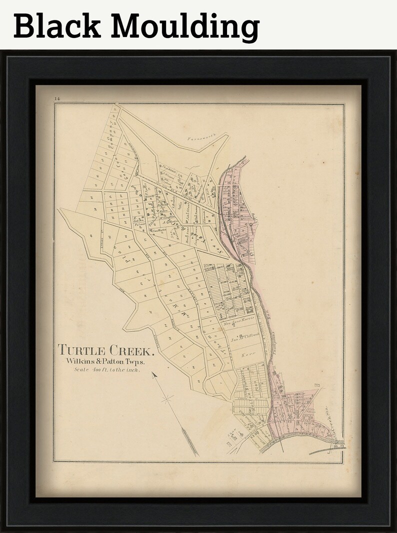 TURTLE CREEK Wilkins and Patton Pennsylvania 1876 Map - Etsy