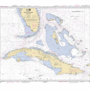 CUBA, the BAHAMAS and FLORIDA - 2012 Nautical Chart - Etsy