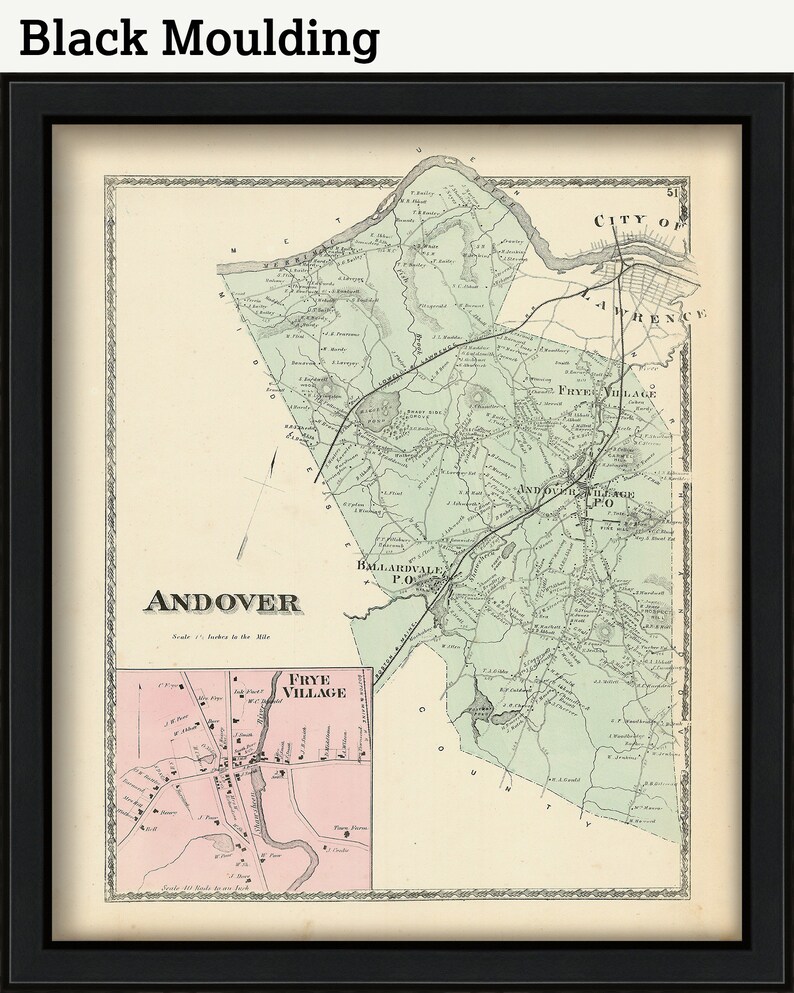ANDOVER, Massachusetts 1872 Map - Replica or Genuine ORIGINAL - Etsy