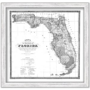 STATE of FLORIDA - 1870 Map - Etsy