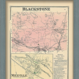 Town of BLACKSTONE, Massachusetts 1870 Map - Etsy