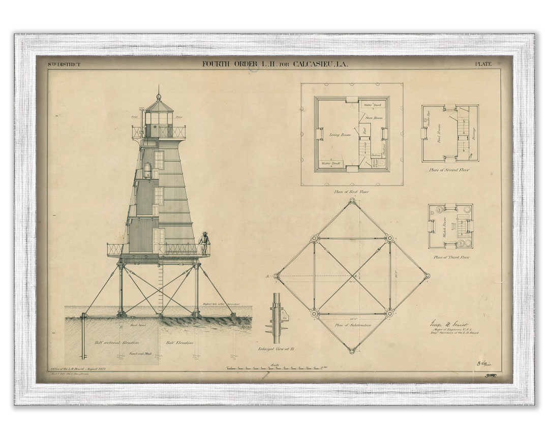 CALCASIEU PASS LIGHTHOUSE, Louisiana - Drawing and Plan of the ...