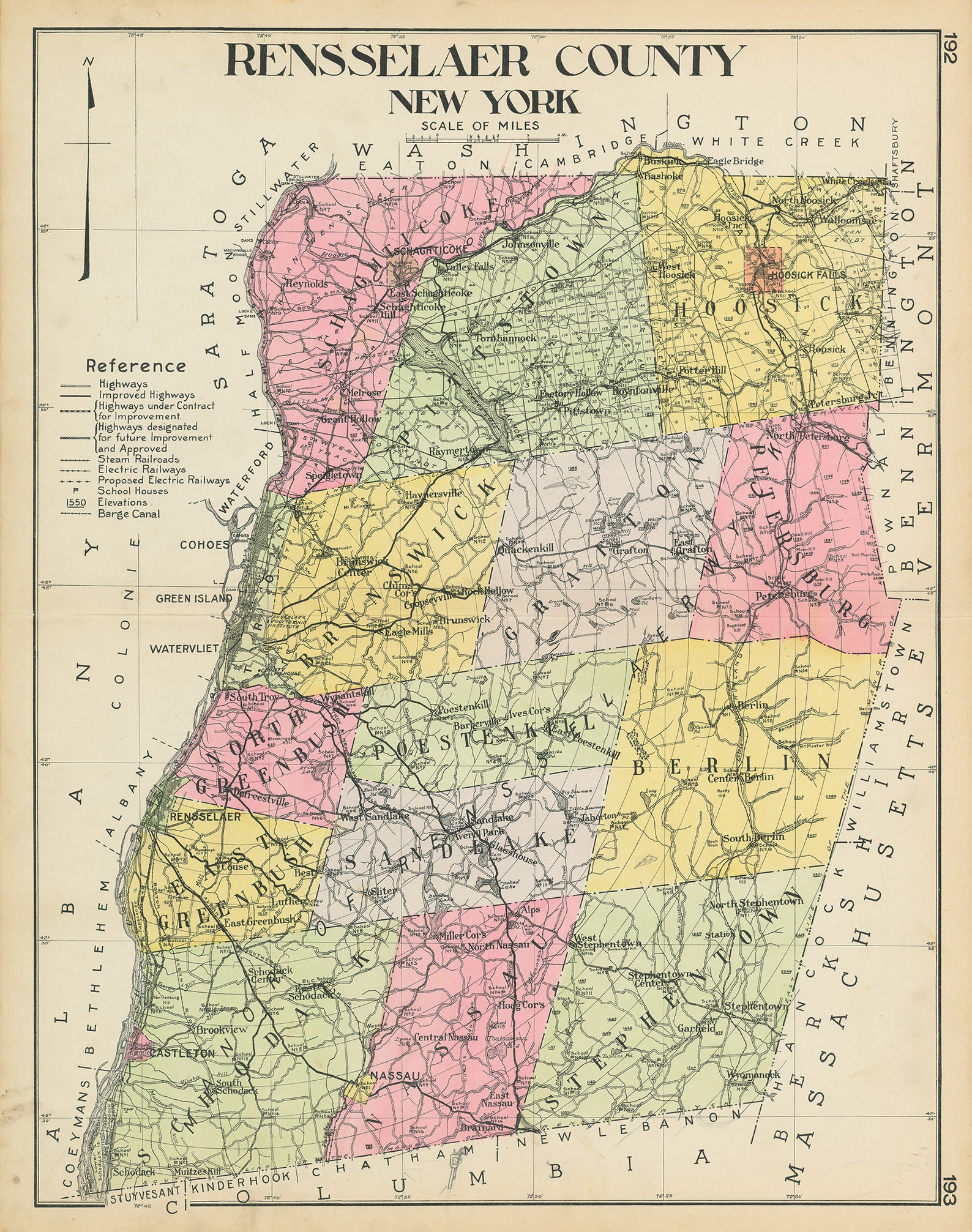 RENSSELAER County New York 1912 Map Replica or GENUINE | Etsy