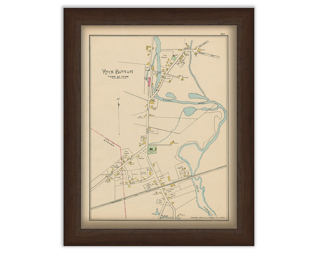 STOW, Massachusetts 1889 Map - Replica or Genuine Original - Etsy
