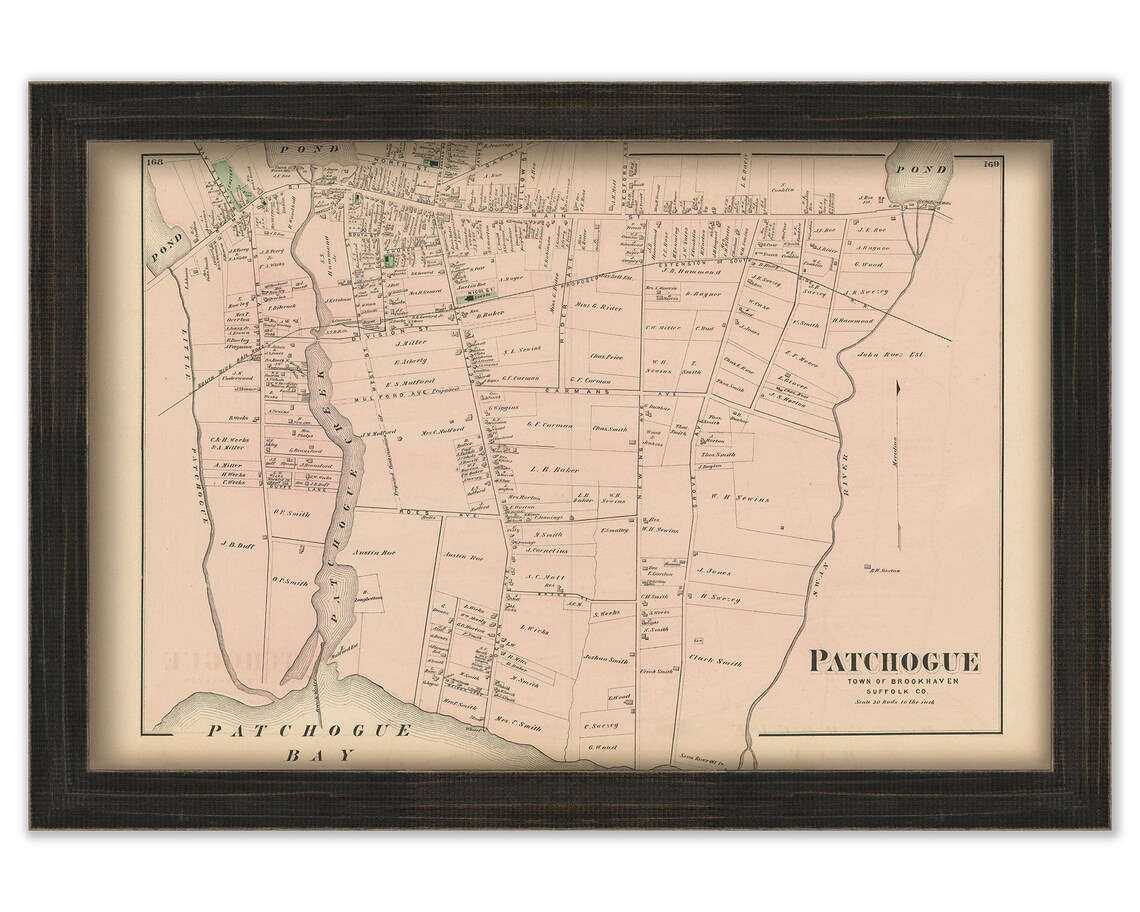 Patchogue Brookhaven New York 1873 Map Replica and GENUINE - Etsy