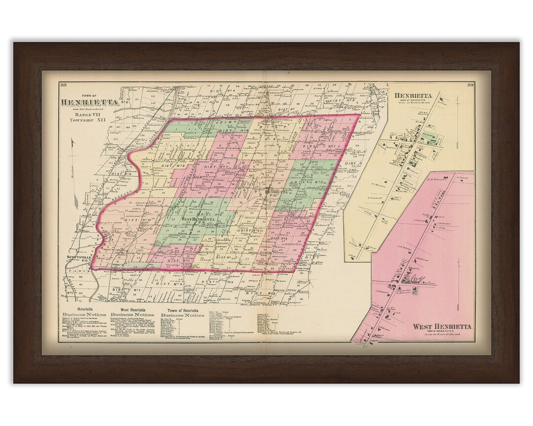 Town of HENRIETTA, New York 1872 Map - Etsy