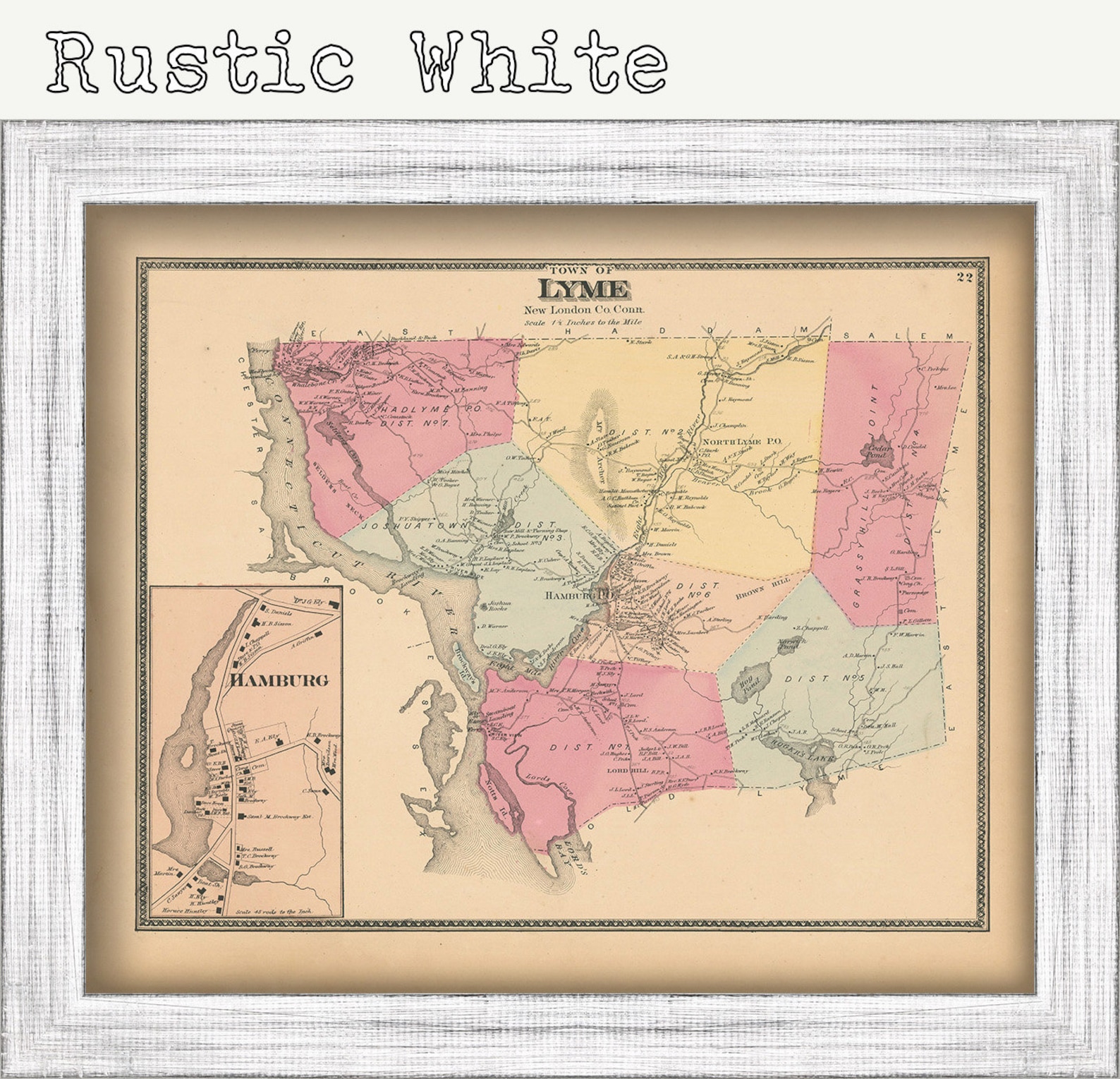 LYME Connecticut 1868 Map - Etsy