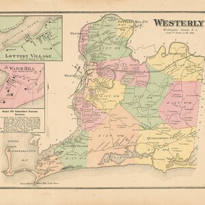 WESTERLY, Rhode Island 1870 Map - Etsy