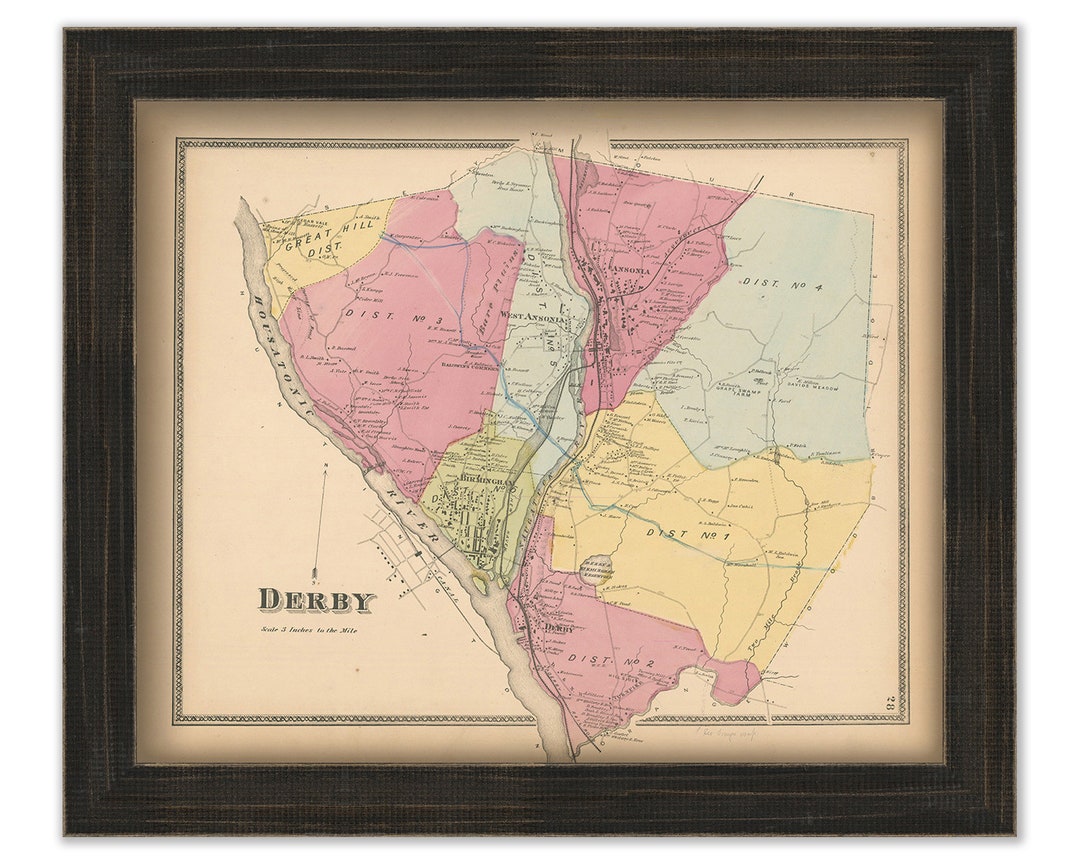 DERBY, Connecticut, 1868 Map, Replica or Genuine Original - Etsy
