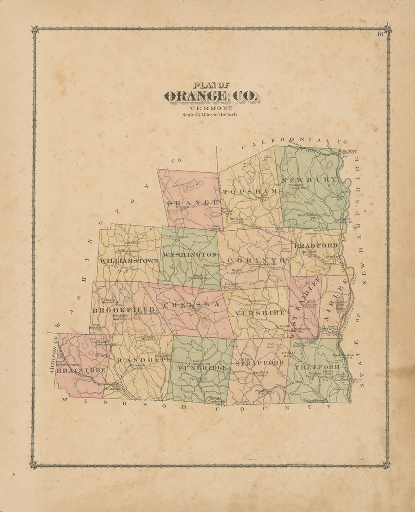 Villages of FAIRLEE and CHELSEA Vermont 1877 Map Replica or - Etsy
