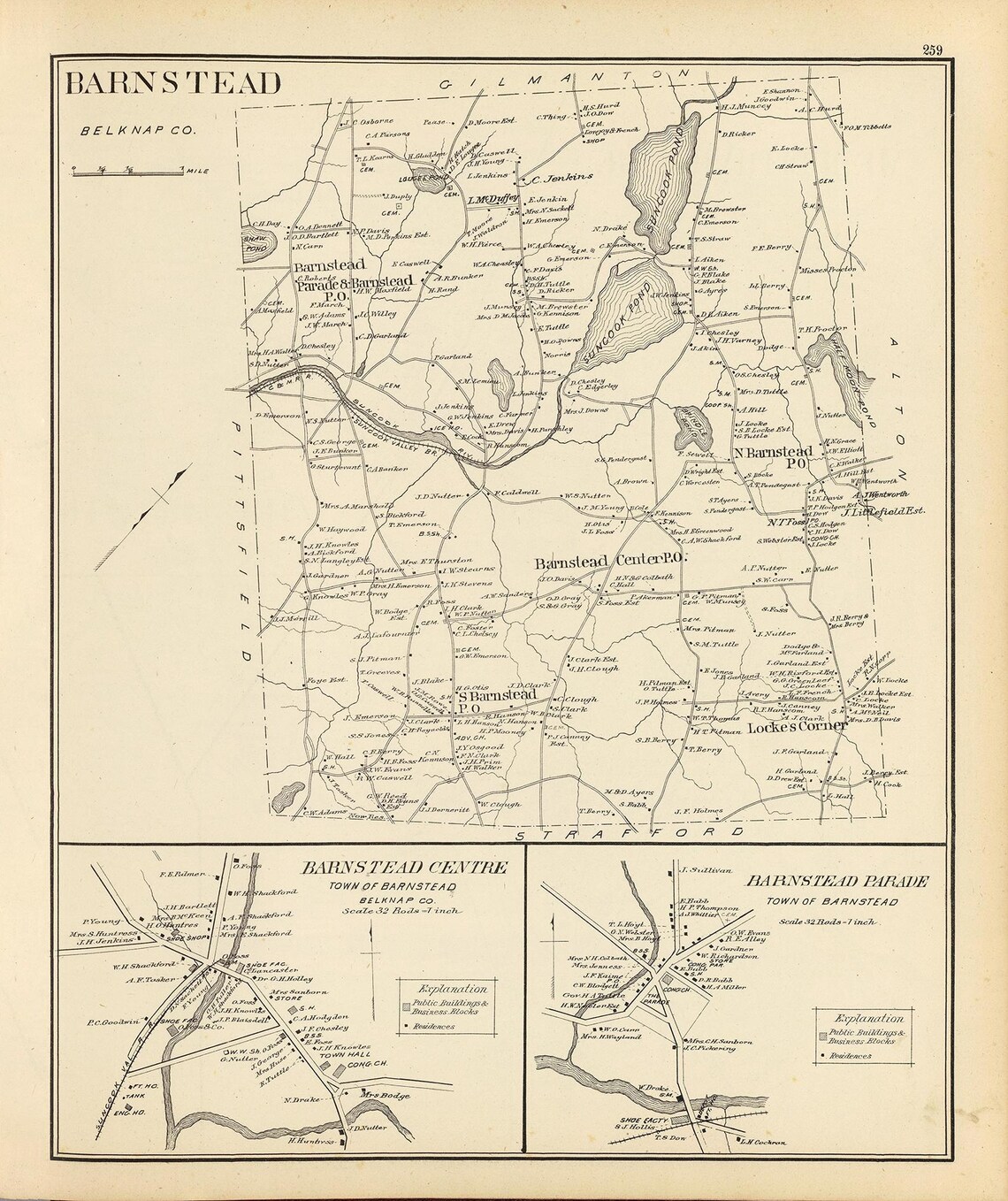 BARNSTEAD, New Hampshire 1892 Map - Etsy