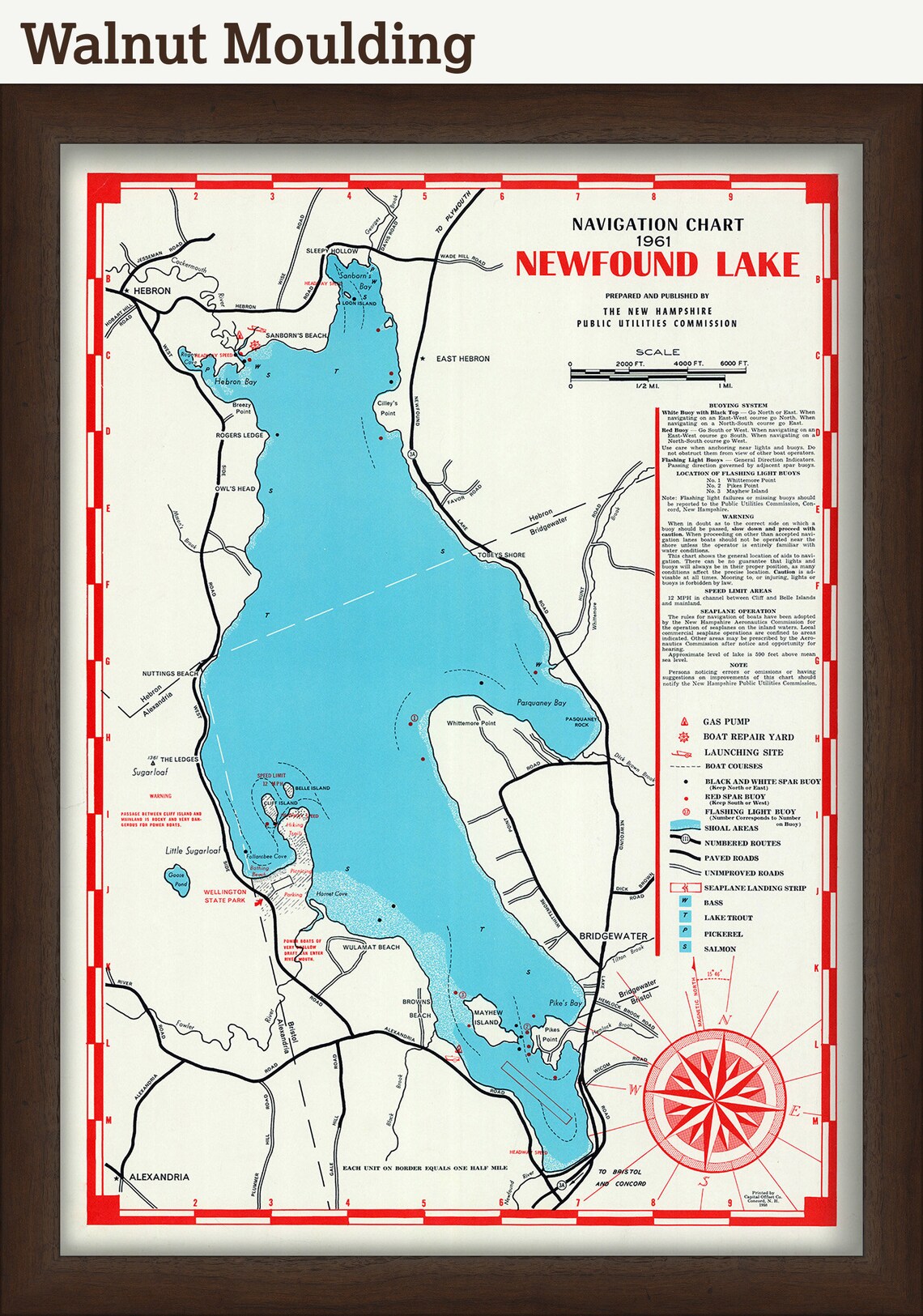 NEWFOUND LAKE, New Hampshire 1961 Nautical Chart - Etsy