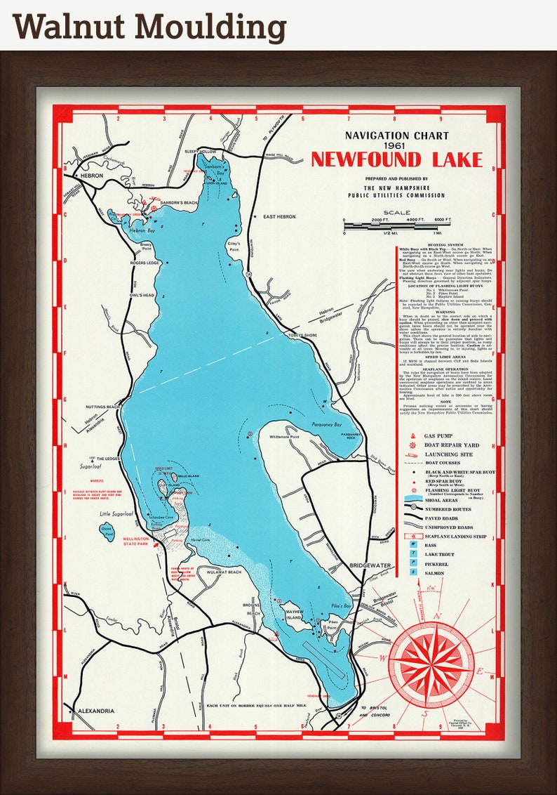 NEWFOUND LAKE, New Hampshire 1961 Nautical Chart - Etsy