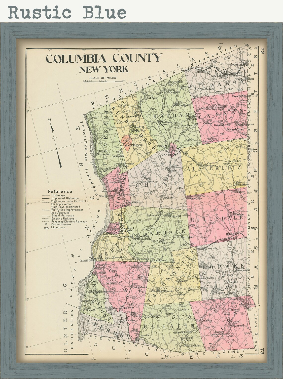 COLUMBIA County New York 1912 Map Replica or GENUINE - Etsy