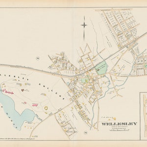 WELLESLEY COLLEGE, Wellesley, Massachusetts 1888 Map - Etsy
