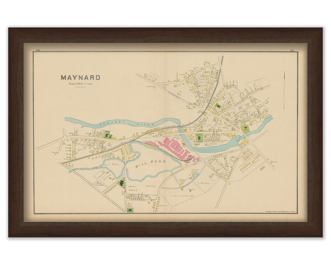MAYNARD, Massachusetts 1889 Map - Replica or Genuine ORIGINAL - Etsy