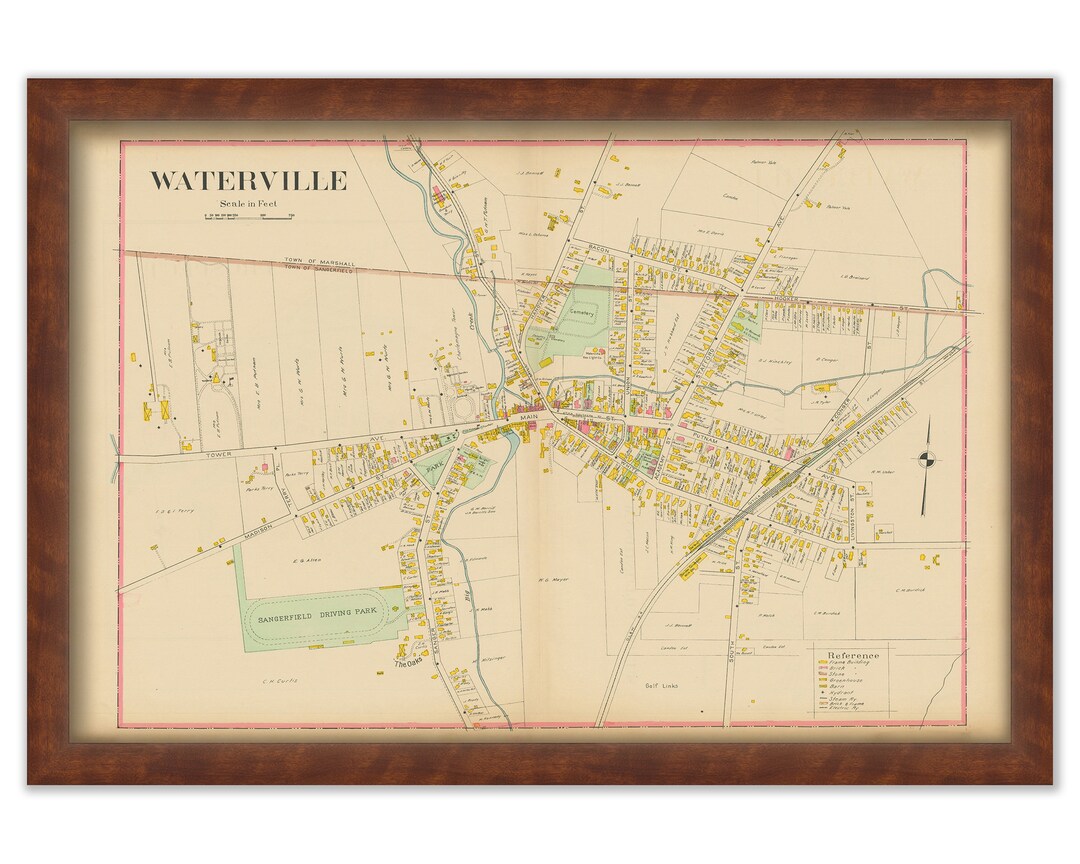 WATERVILLE VILLAGE, New York 1907 Map - Etsy.de
