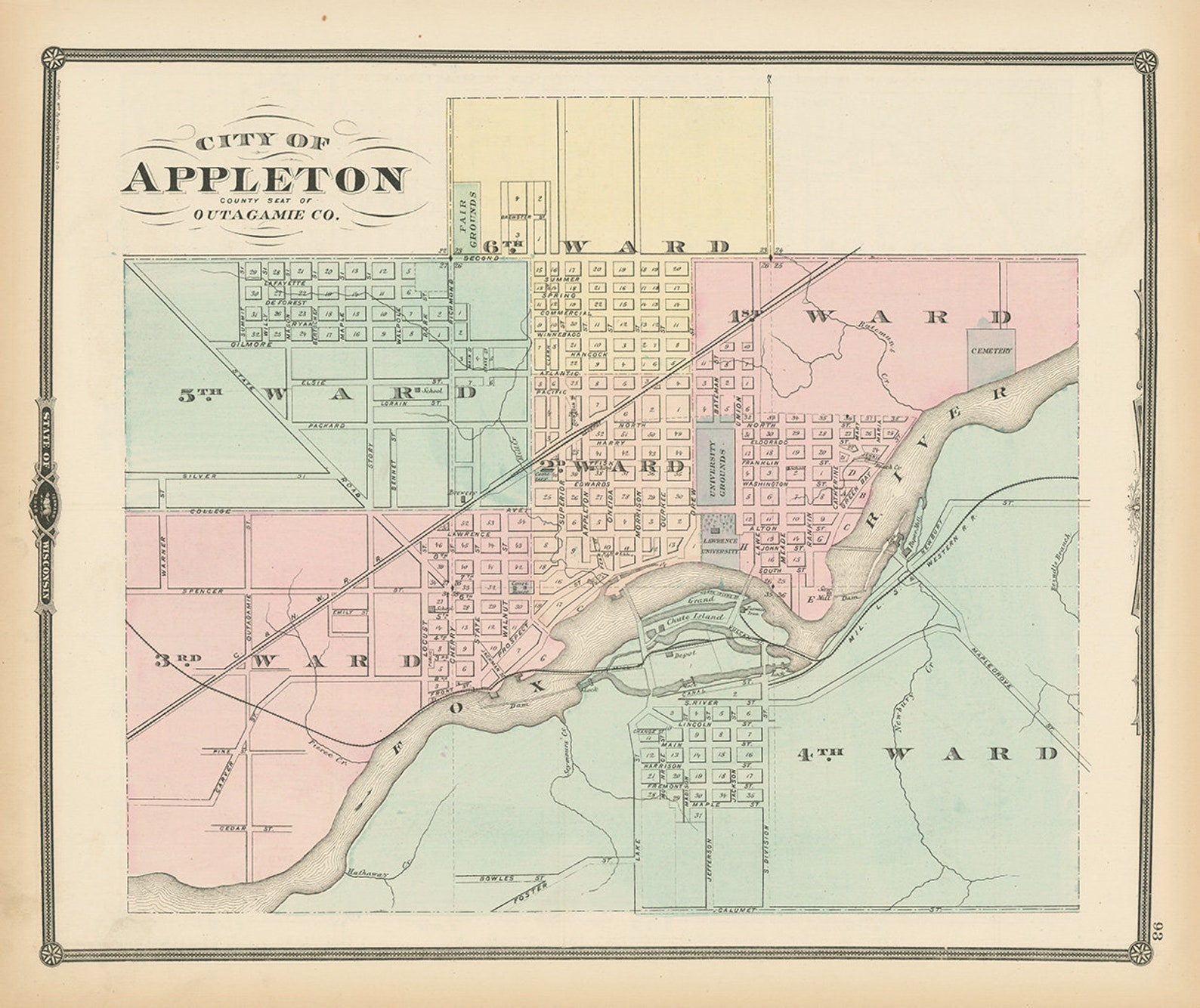 APPLETON Wisconsin 1878 Map Replica or Genuine Original - Etsy