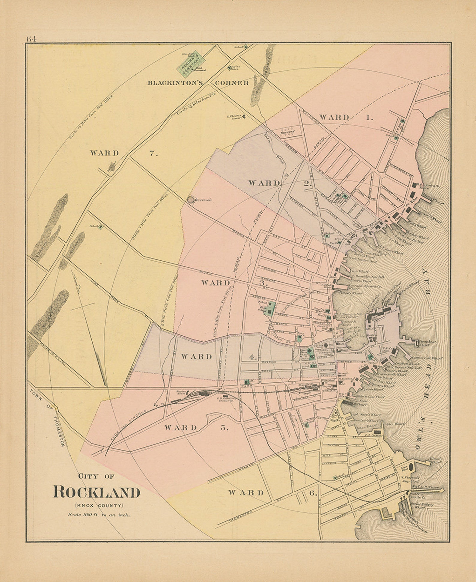 ROCKLAND Maine 1890 Map Replica or GENUINE ORIGINAL - Etsy Italia