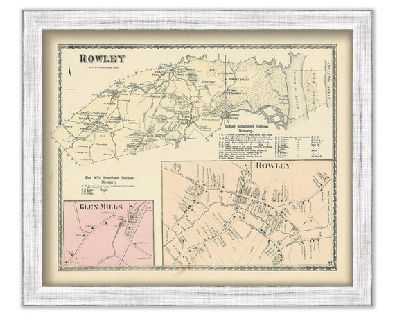 ROWLEY Massachusetts 1872 Map Replica or Genuine ORIGINAL | Etsy