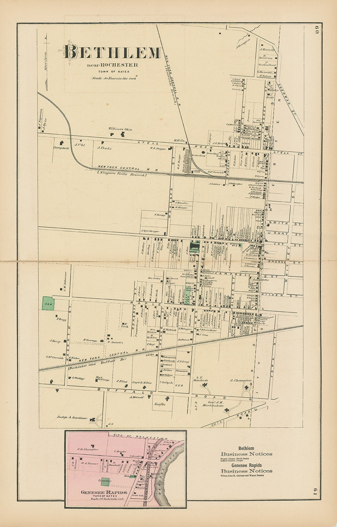 Village of BETHLEM New York 1872 Map - Etsy