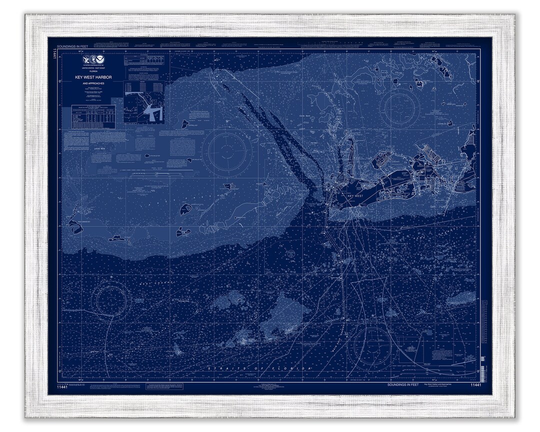 KEY WEST HARBOR, Florida - 2013 Noaa Chart Blueprint - Etsy