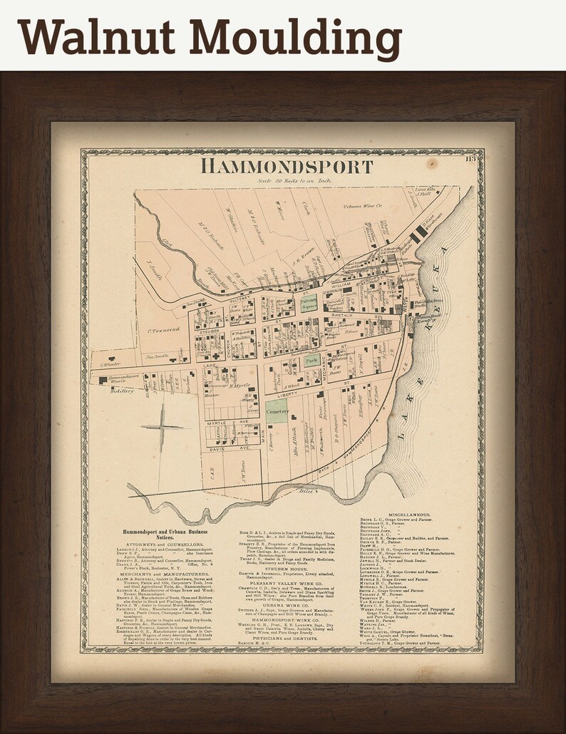 HAMMONDSPORT New York 1873 Map Replica or Genuine ORIGINAL - Etsy