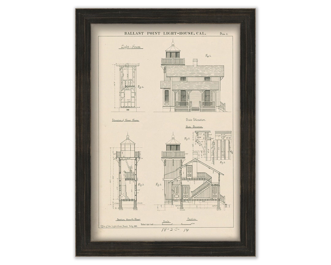 BALLAST POINT LIGHTHOUSE, California - Drawing and Plan of the ...
