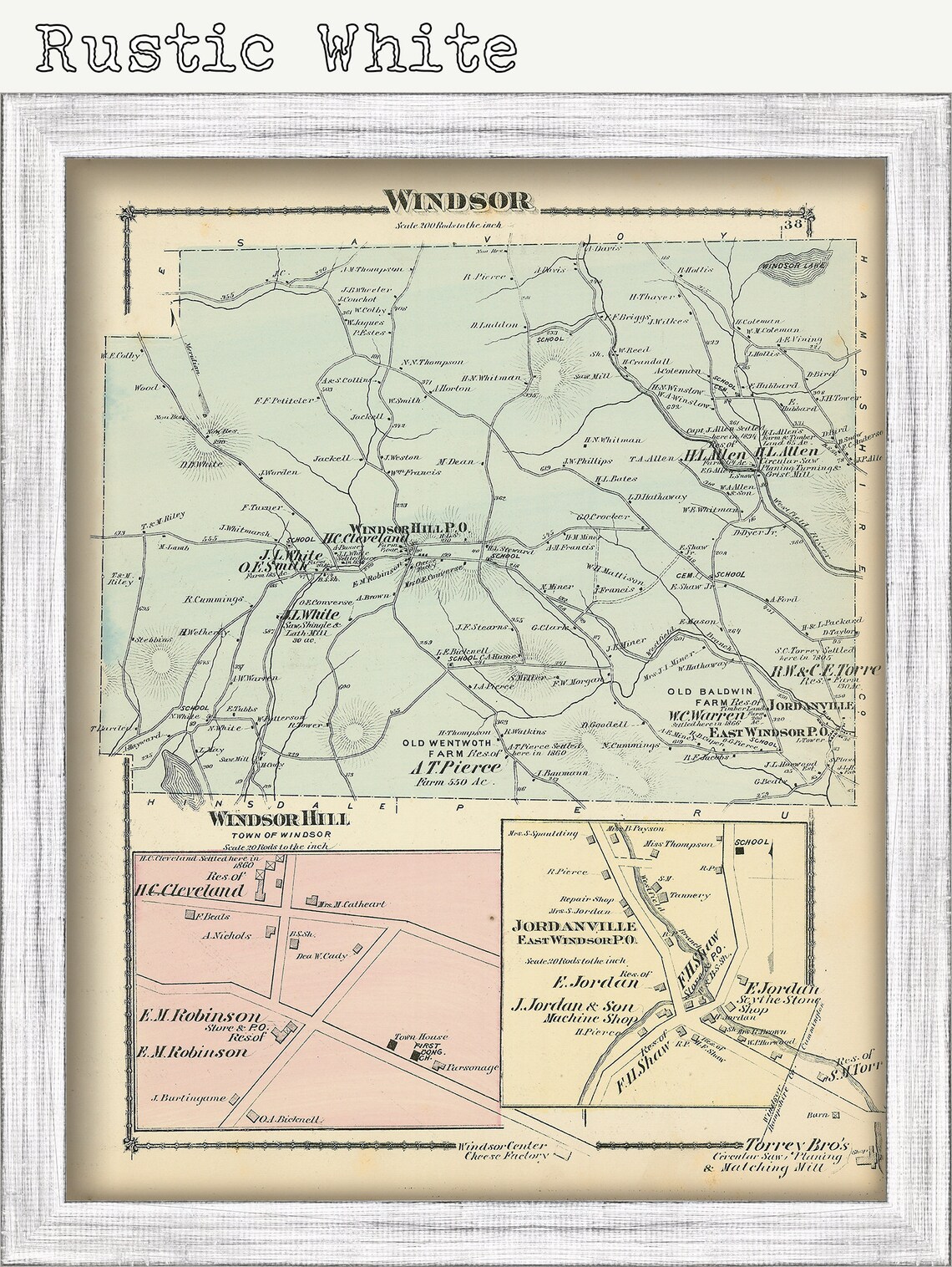 Town of Windsor, Massachusetts 1876 Map-colored Reproduction - Etsy