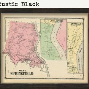 Town of WEST SPRINGFIELD, Massachusetts 1870 Map - Etsy