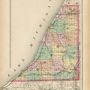 BERRIEN COUNTY, Michigan 1873 Map - Replica or Genuine Original - Etsy