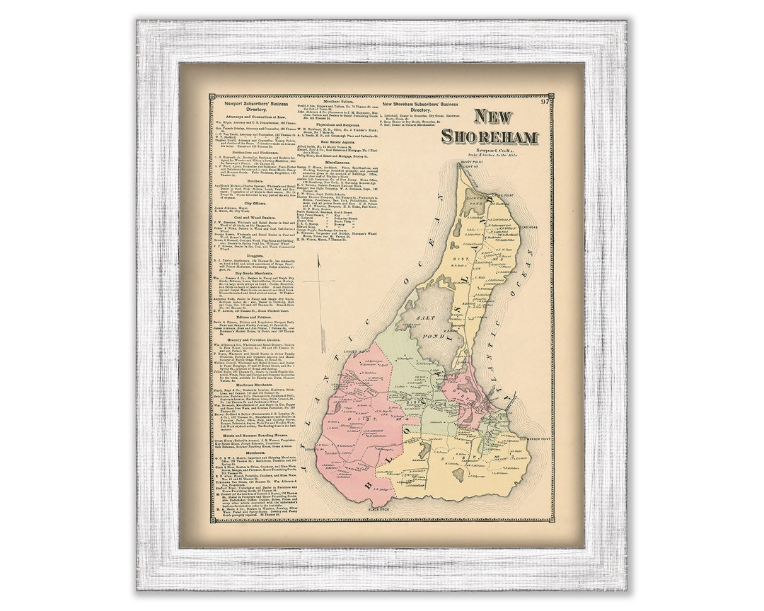 NEW SHOREHAM, Rhode Island 1870 Map - Etsy