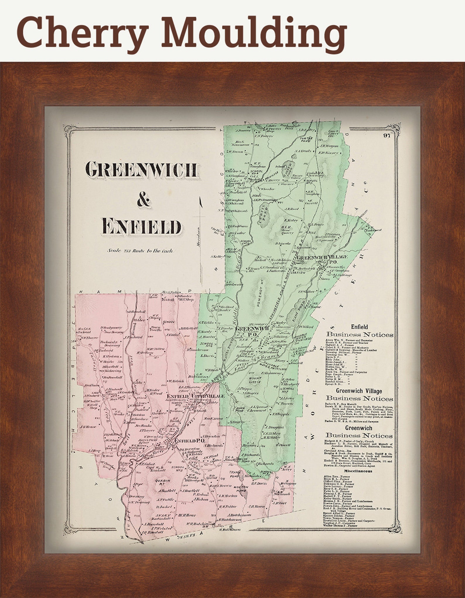 Towns of GREENWICH and ENFIELD Massachusetts 1873 Map | Etsy