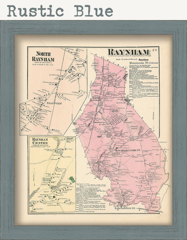 RAYNHAM Massachusetts 1871 Map Replica or Genuine ORIGINAL - Etsy