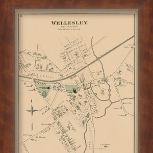 WELLESLEY, Massachusetts 1876 Map - Replica or GENUINE ORIGINAL - Etsy