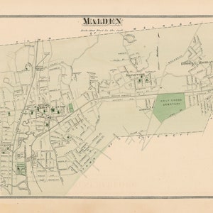 MALDEN, Massachusetts 1875 Map - Replica or Genuine ORIGINAL - Etsy