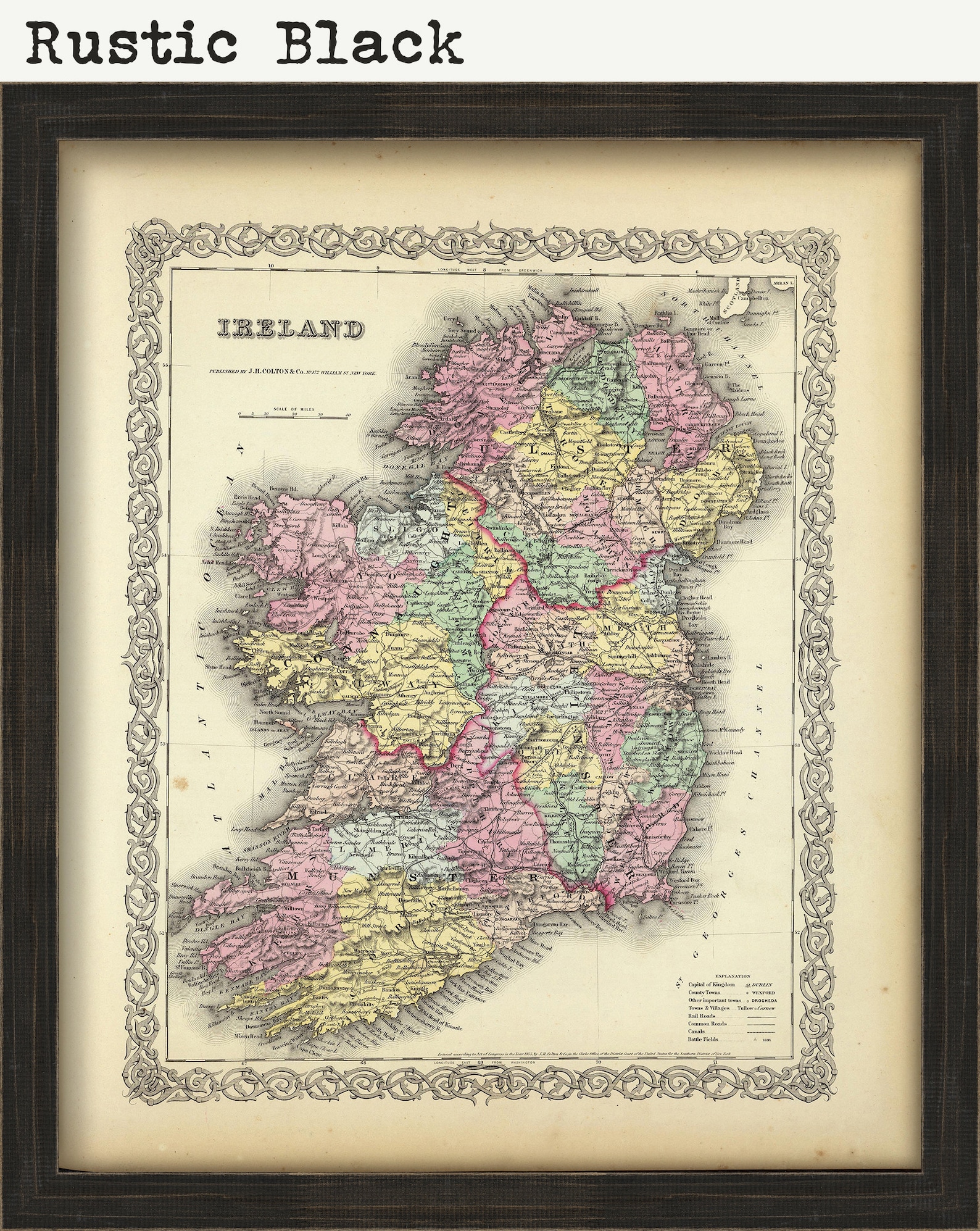 Map of IRELAND Published in 1856 - Etsy