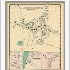 Village of ASHBURNHAM, Massachusetts 1870 Map - Etsy