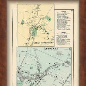 ASSONET, Massachusetts 1871 Map - Replica or GENUINE ORIGINAL - Etsy