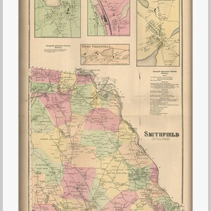SMITHFIELD, Rhode Island 1870 Map - Etsy