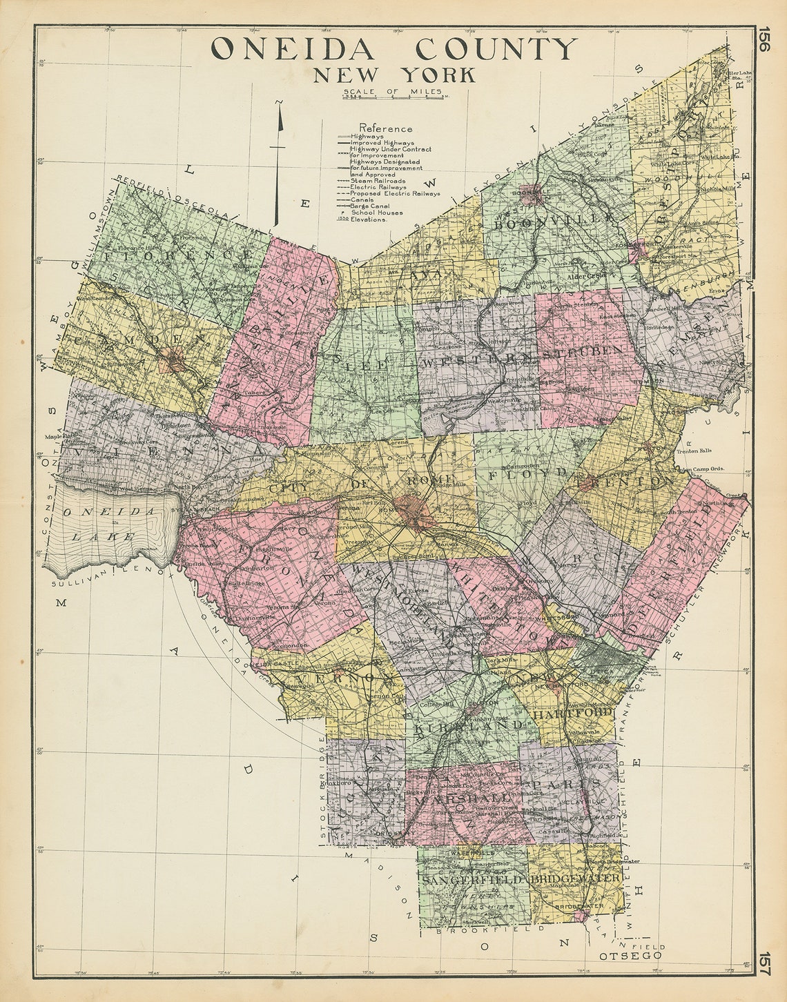 ONEIDA County New York 1912 Map Replica or GENUINE ORIGINAL - Etsy