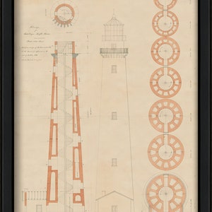 Assateague Lighthouse, Virginia - Architectural Drawing 1860 - Etsy