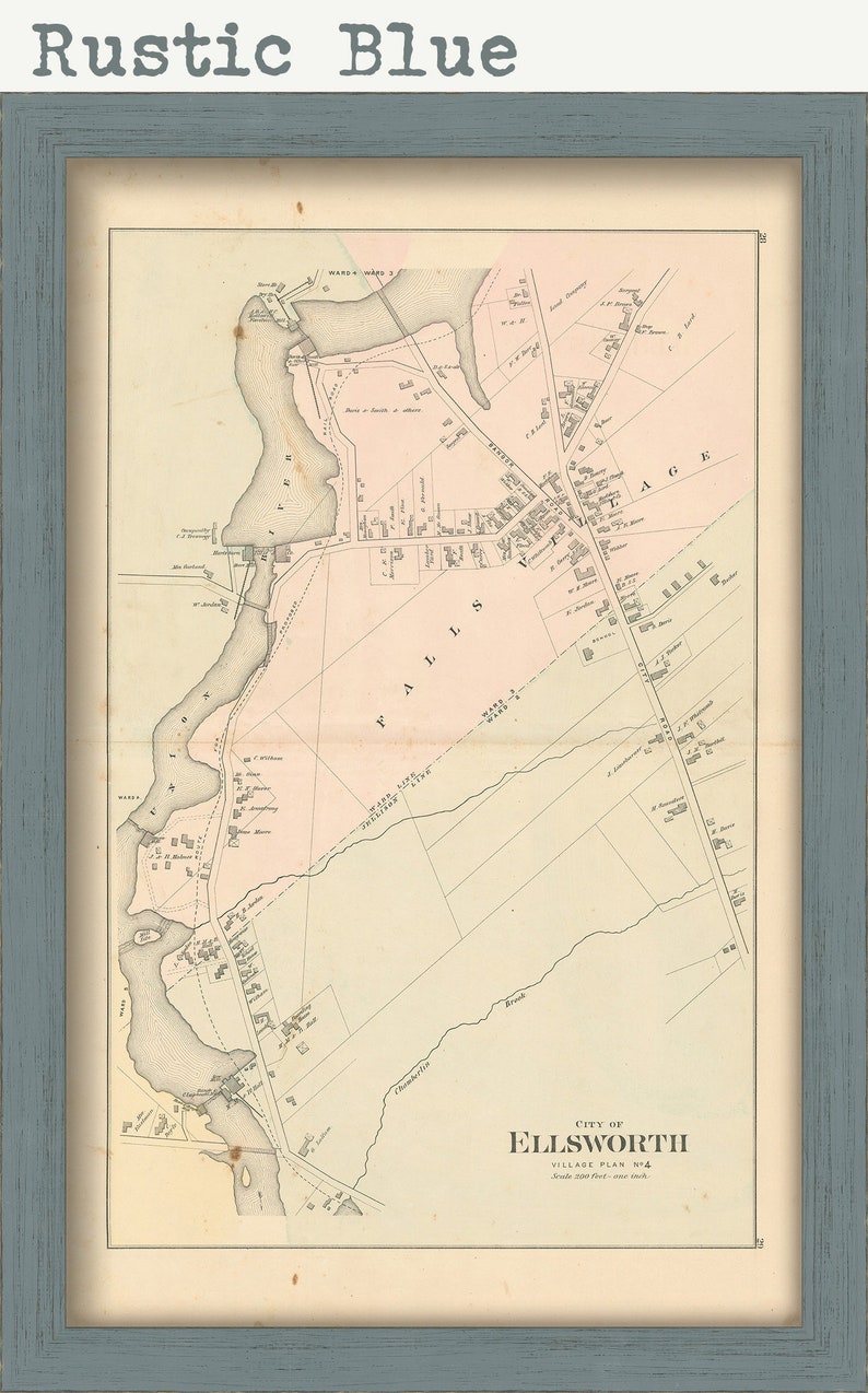 ELLSWORTH Maine 1881 Map Replica or Genuine ORIGINAL - Etsy