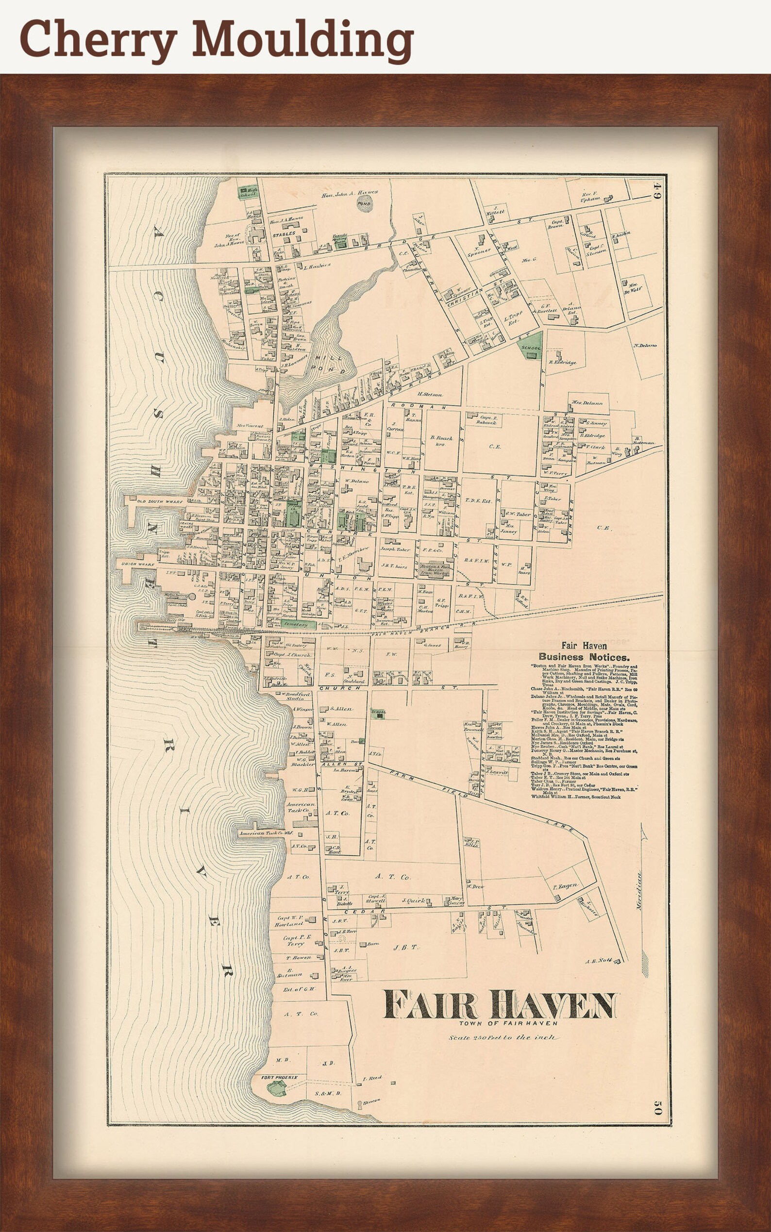 FAIRHAVEN Massachusetts 1871 Map Replica or GENUINE | Etsy