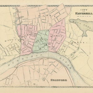 HAVERHILL, Massachusetts 1872 Map - Replica or Genuine ORIGINAL - Etsy